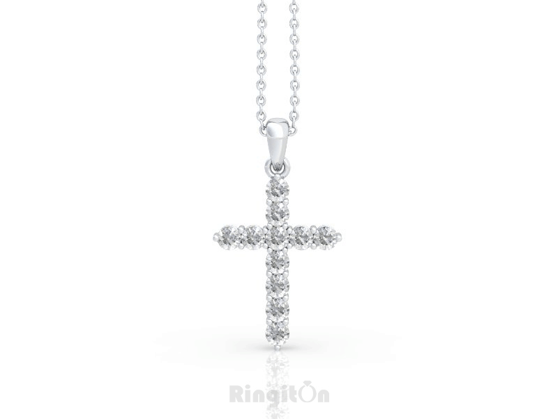 Diamond Cross Pendant Necklace 9K 0.2ct 12.5mm Long CSR05